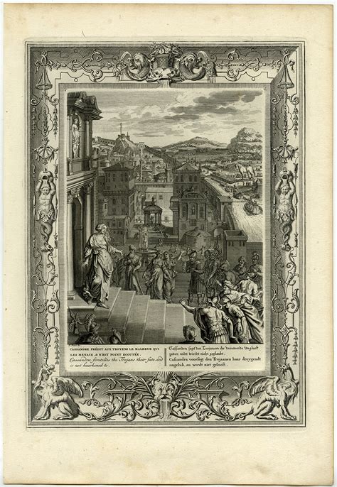 Antique Myth Print Cassandra Trojan Horse Picart 1733 1733 Kunst