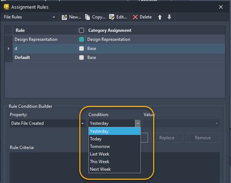 Category Assignment Rule Condition For Date Property Does Not Allow To
