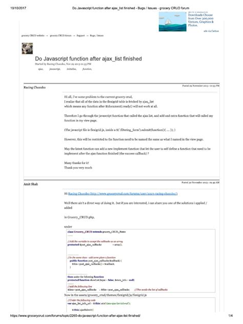 Do Javascript Function After Ajax List D Bugs Issues Grocery Crud Forum Pdf
