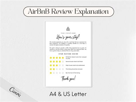 Airbnb Star Rating Guide Airbnb Rating Explanation Template Editable Canva Airbnb 5 Star