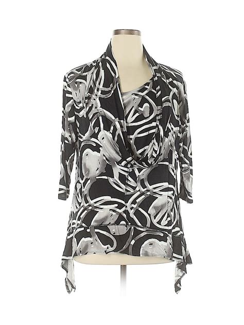 Coco Bianco Tropical Black 34 Sleeve Top Size Xl 76 Off Thredup