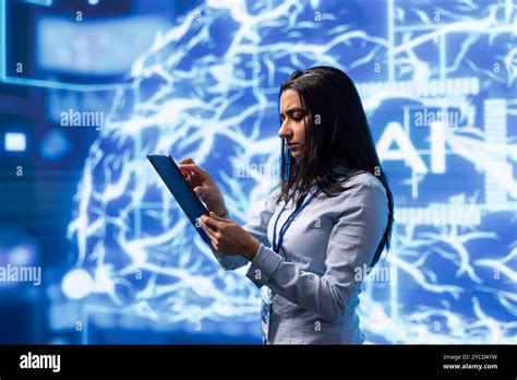 Computer Scientist Using Artificial Intelligence Computing Simulating Human Brain Thought