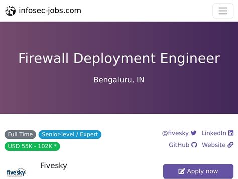 Hiring Firewall Deployment Engineer In Bengaluru In Rinfosecjobs