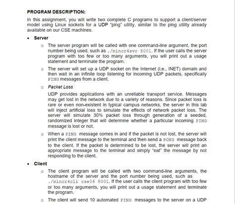program description in this assignment you will