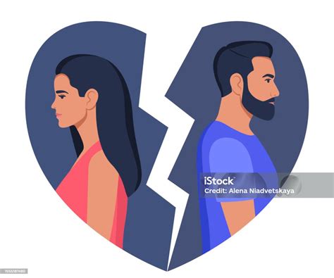 남자와 여자는 서로 등을 대고 서서 배경에 상한 마음을 가지고 서 있습니다 이혼 오해 불일치 관계 문제의 개념 남자와 여자는 다툼 갈등을 겪고 있습니다 벡터 기혼에 대한