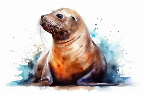 Premium Ai Image Watercolor Drawing Of A Seal