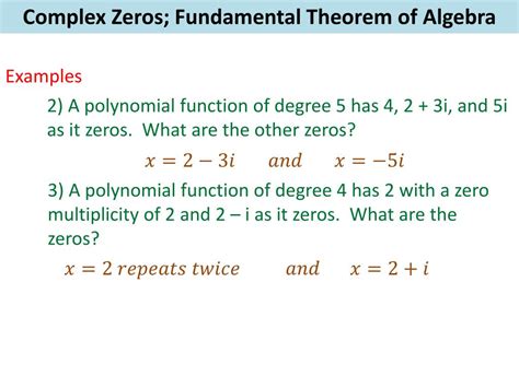 PPT Complex Zeros Fundamental Theorem Of Algebra PowerPoint Presentation ID