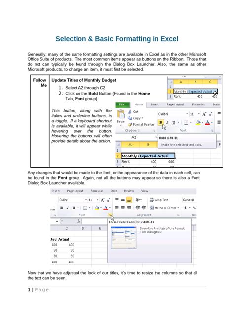 09 Excel Basic Formatting 1 Pdf Microsoft Excel Microsoft Windows