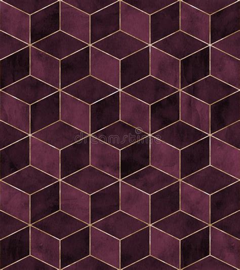 Art Deco Style Cubes Seamless Pattern Background Stock Illustration