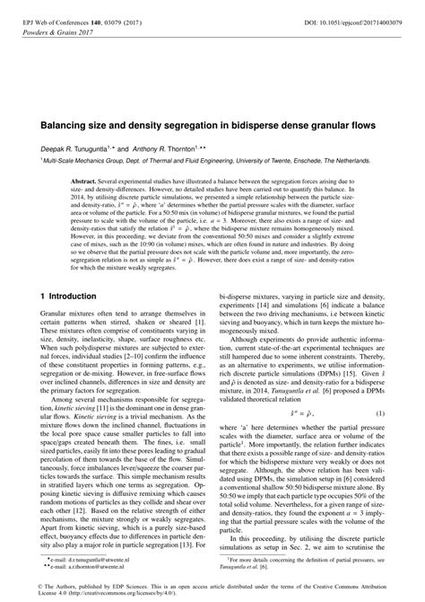 Pdf Balancing Size And Density Segregation In Bidisperse Dense Granular Flows
