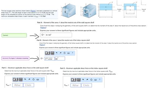 Solved The Two Square Cross Sections Shown Below Figure 1