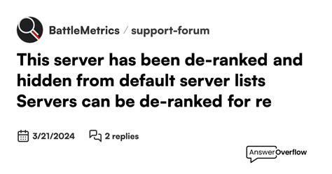 This Server Has Been De Ranked And Hidden From Default Server Lists