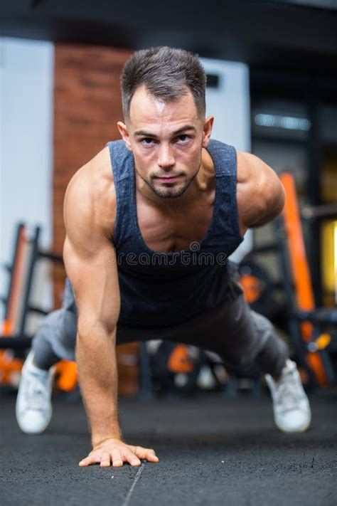 Young Fit Caucasian Male Doing Static Exercise Stock Image Image Of