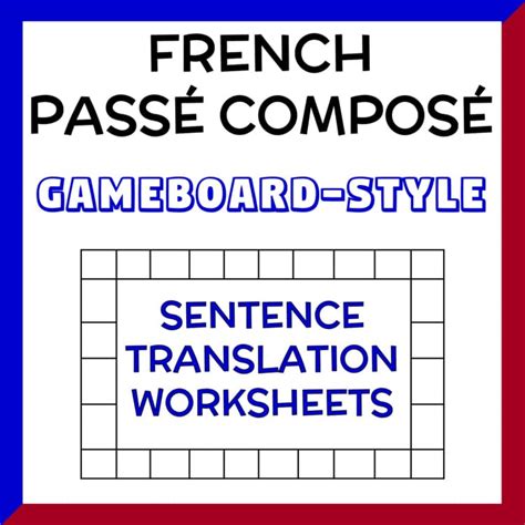 French PassÉ ComposÉ Sentence Translation Worksheets By French Teacher