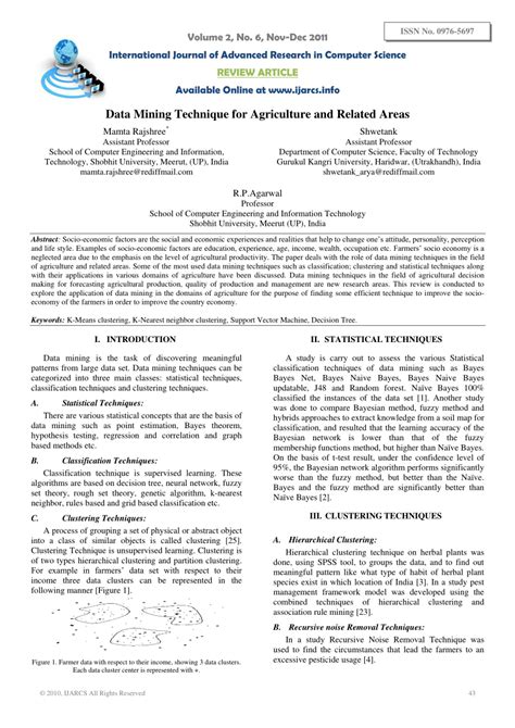 Pdf Data Mining Technique For Agriculture And Related Areas