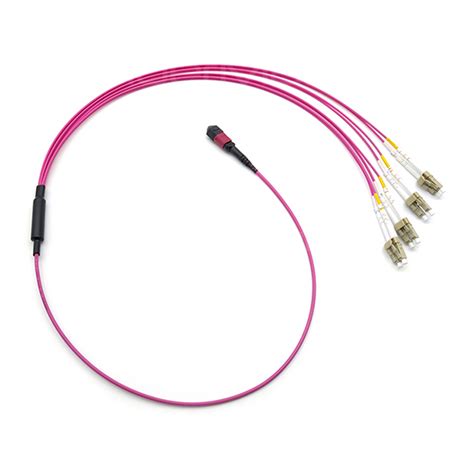 MTP Male To LC UPC Harness Fanout Cable 12 Fibers OM3 50 125 10G Hytrel Jacket 0 3M FiberMania
