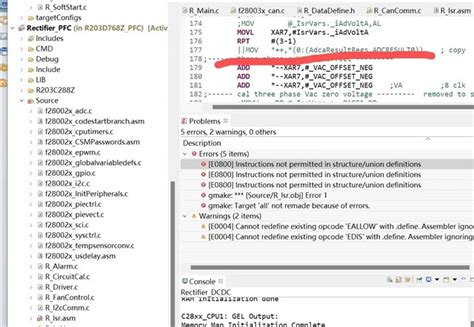 TMS F Instructions Not Permitted In Structure Union Definitions C