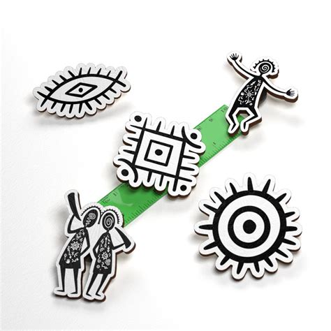 ᐉ Набор значков Lex Altern Первобытное искусство тотем из дерева 5 шт • Купить в Киеве Украине