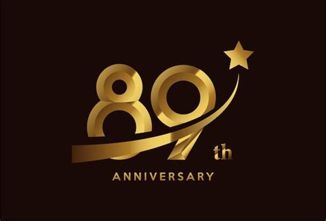 Design De Logotipo De Comemoração De Aniversário De 89 Anos Dourado Com