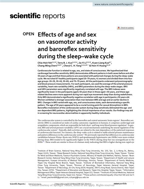 Pdf Effects Of Age And Sex On Vasomotor Activity And Baroreflex Sensitivity During The Sleep