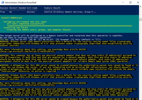 manage and configure active directory with powershell on server 2016