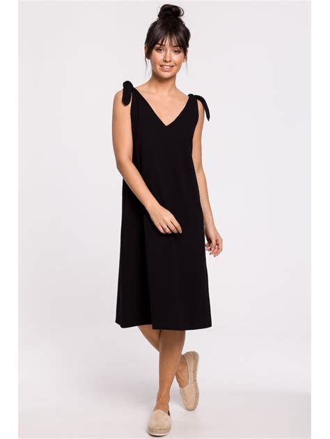 Bewear Sukienka Codzienna B148 Czarny Comfort Fit Modivopl