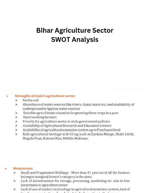 Bihar Agriculture Sector Swot Analysis 37111021 2024 08 26 11 14 Pdf