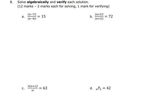Solved Solve Algebraically And Verify Each Solution 12