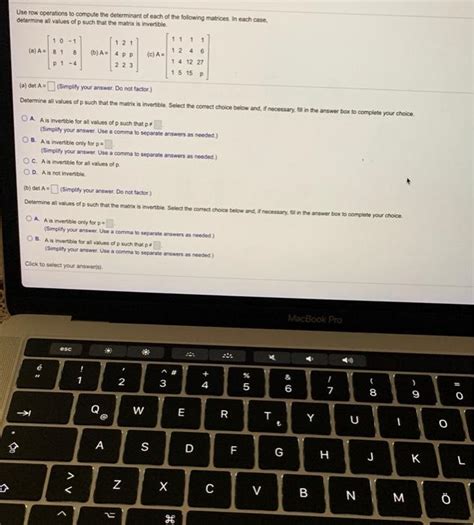 Solved Use Row Operations To Compute The Determinant Of Each