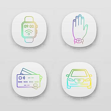 Nfc Technology App Icons Set Phone Payment Navigation Vector Phone Payment Navigation PNG And
