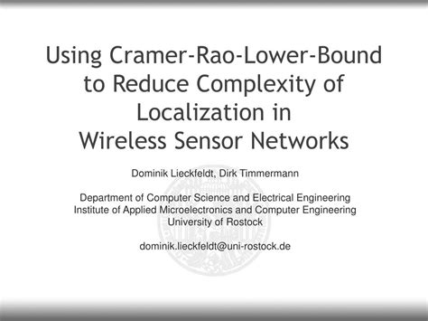 Ppt Using Cramer Rao Lower Bound To Reduce Complexity Of
