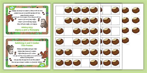 👉 Autumn Subitising Four And Five Conker Five Frames Activity