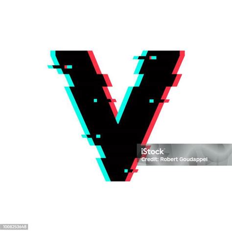 벡터 로고 문자 V 글리치 왜곡 문제에 대한 스톡 벡터 아트 및 기타 이미지 문제 알파벳 V 3차원 형태 Istock