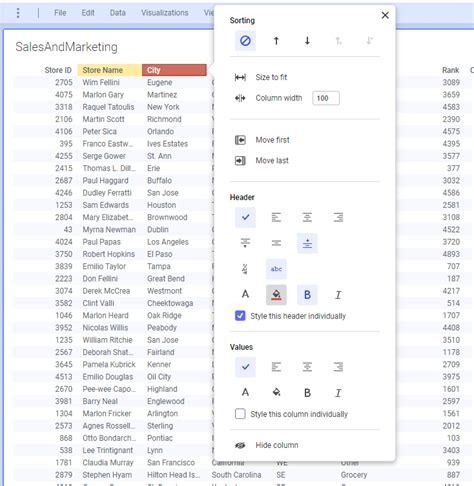 tibco applying colors to spotfire table headers stack overflow