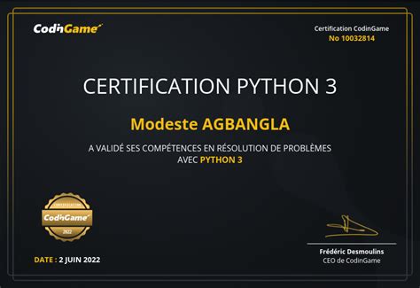 Codingame Certification