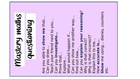 Maths Mastery Questioning Teaching Resources