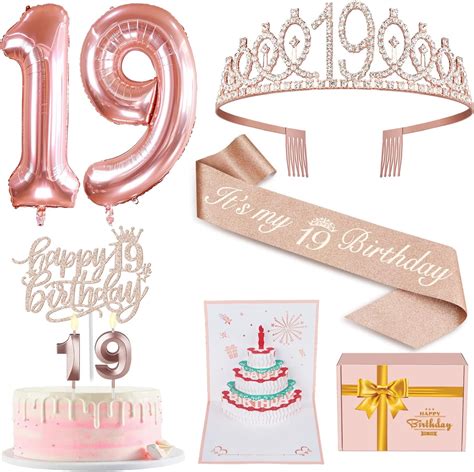 19th Birthday Decorations For Girl Including 19th Birthday Tiara And Sash 19