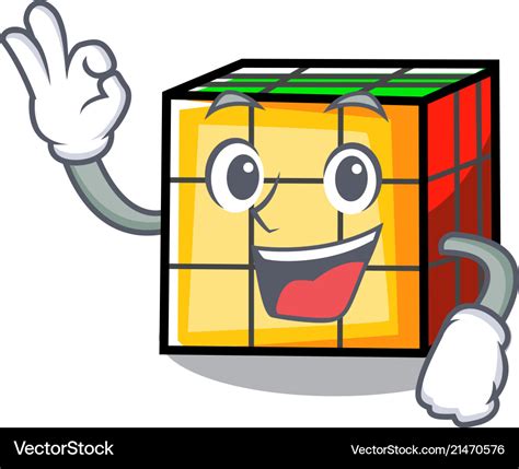 Okay rubik cube character cartoon Royalty Free Vector Image