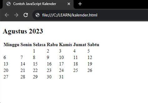 Contoh JavaScript Kalender Membangun Aplikasi Kalender Interaktif Pemburu Kode