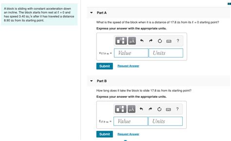 Solved Part A A Block Is Sliding With Constant Acceleration