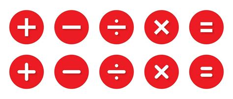 Addition Subtraction Division Multiplication And Equality Icon Vector With Shadow 36001509