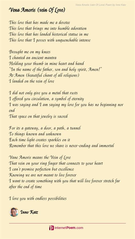 Vena Amoris Vein Of Love Poem By Inno Katz