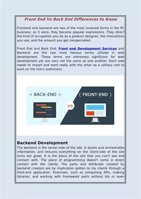Ppt Front End Vs Back End Differences To Know Powerpoint Presentation