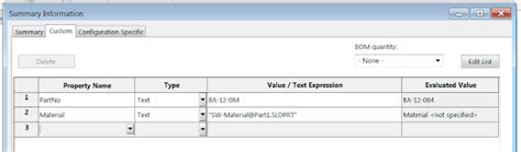 copy solidworks file specific custom properties to configuration