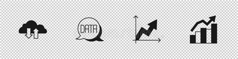 Set Cloud Download And Upload Data Analysis Financial Growth And Icon Vector Stock