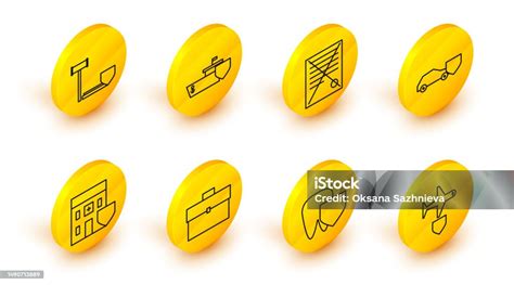 방패 치아 서류 가방 의료 병원 건물 자동차 파일 문서 삭제 선박 및 판사 Gavel 아이콘으로 라인 평면을 설정합니다 벡터 3차원 형태에 대한 스톡 벡터 아트 및 기타