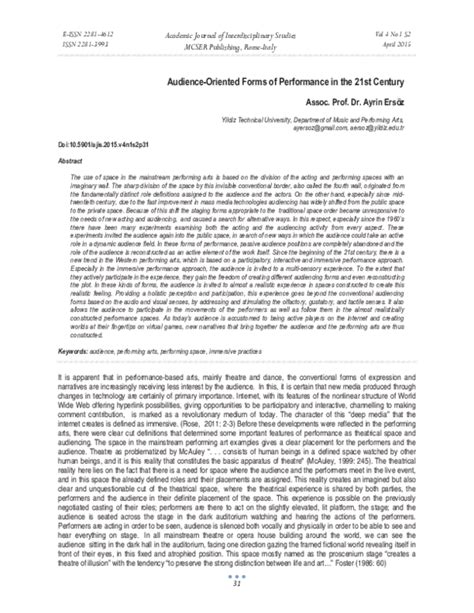 Pdf Audience Oriented Forms Of Performance In The 21st Century