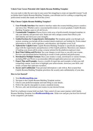 Calaméo Caljobs Resume Building Template