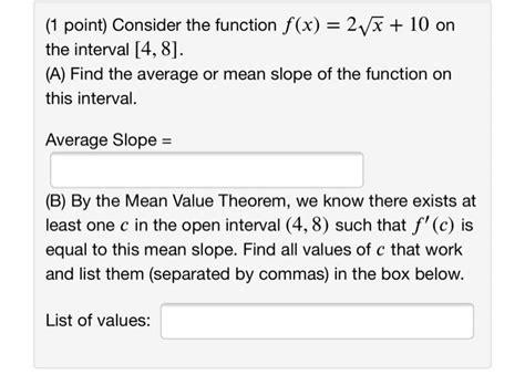 Solved 1 Point Consider The Function F X 2x 10 On The