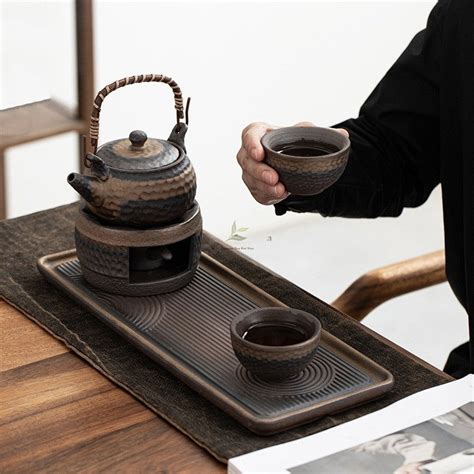 Japanese Pottery Tea Ceremony Set With Tray And Warmer